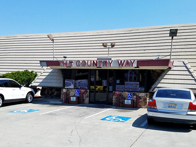 The exterior view from the parking lot&mdash;where hungry patrons arrive as strangers and leave as converts to The Country Way of breakfast enlightenment.