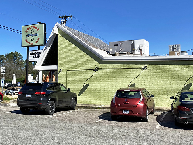 The lime green exterior stands as a beacon of hope for the seafood-deprived souls of central North Carolina.