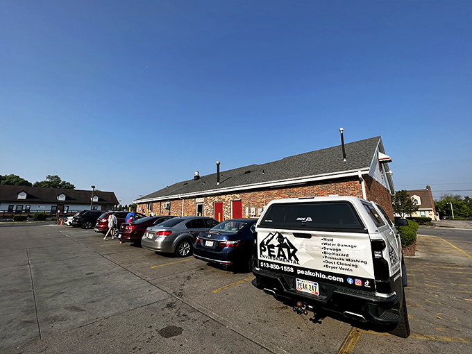 The parking lot fills with pilgrims making the journey to Ohio's temple of fried dough &ndash; license plates from near and far.