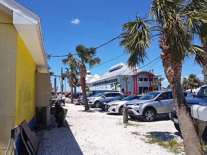 Even the parking lot feels like Florida&mdash;palm trees standing guard over vehicles whose owners are inside having much more fun than their cars.