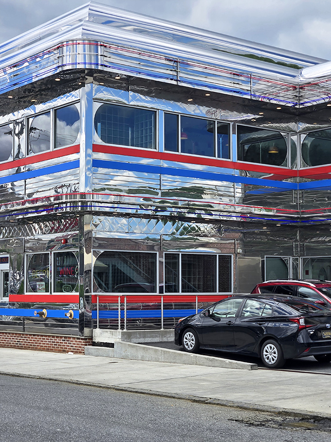 The chrome exterior catches Delaware sunlight like a mirror ball, making Goobers Diner impossible to miss&mdash;and even harder to forget.