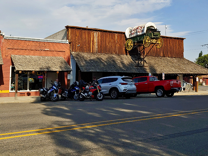 When motorcycles and pickup trucks gather outside, you know you've found the real deal. No foodie pretension, just serious steak business.