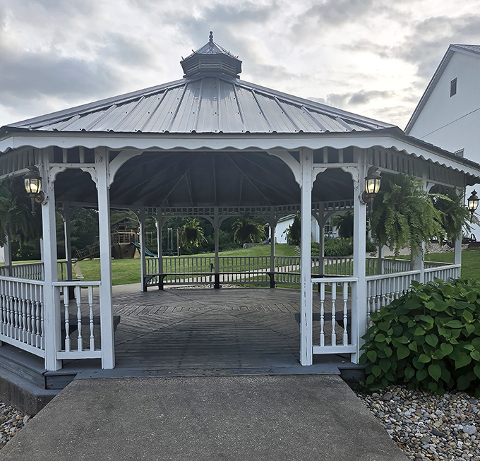 The charming white gazebo offers a picture-perfect spot to make promises to yourself about moderation next visit &ndash; promises you'll happily break.