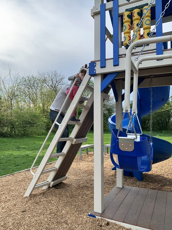 A playground nearby means kids can burn off their French toast energy while parents finish that second cup of life-giving coffee.