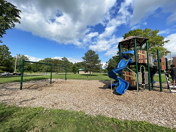 This playground promises the original version of "screen time" &ndash; sunshine, fresh air, and the sound of children's laughter echoing across the park.