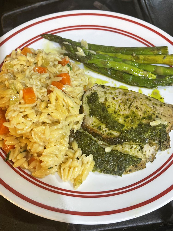 When dinner at a breakfast joint surprises you. Perfectly cooked protein with thoughtful sides proves Scotty's mastery extends well beyond the morning hours.