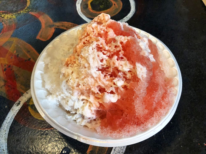 The shaved ice dessert arrives like a tropical snowstorm, sweet and refreshing. The perfect finale to a meal that's already hit all the right notes.