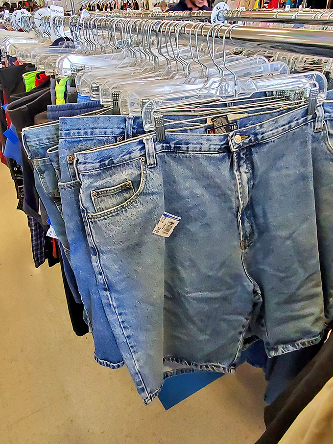 Denim democracy in action &ndash; from dad jeans to designer cuts, all hanging together in perfect secondhand harmony.