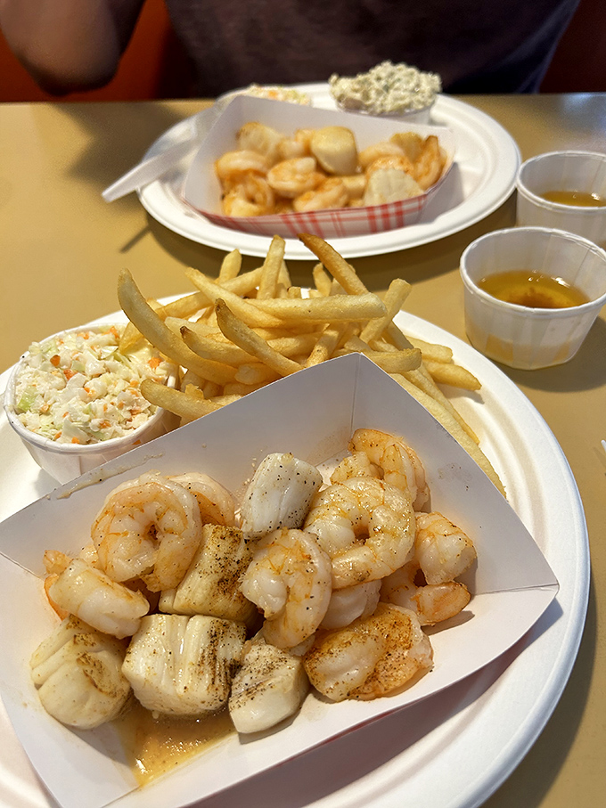 Succulent shrimp and scallops glistening with seasoned perfection. These plump treasures of the sea make you wonder why you ever eat anything else.
