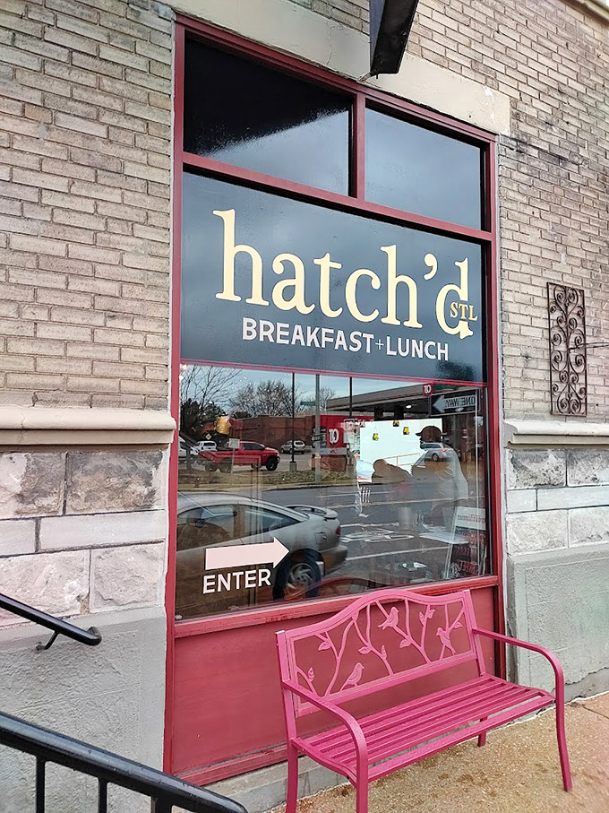 That pink bench outside isn't just seating &ndash; it's where you'll contemplate life choices that led to ordering that second helping of chicken and waffles.