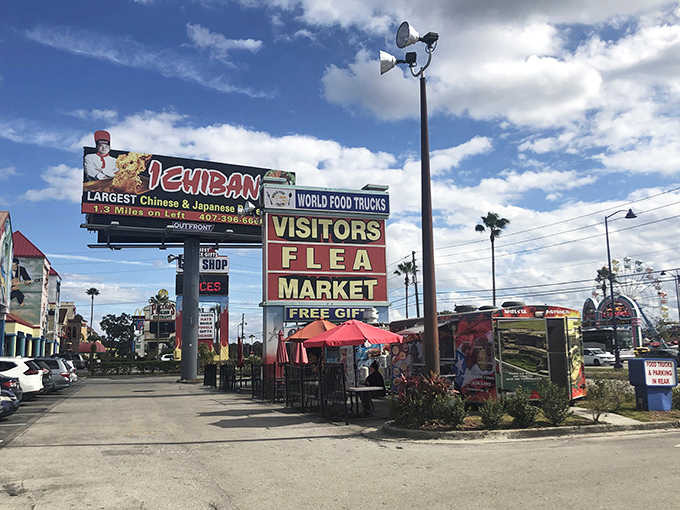 The market's roadside signage promises "FREE GIFT" &ndash; but the real gift is the adventure waiting inside this Kissimmee landmark.