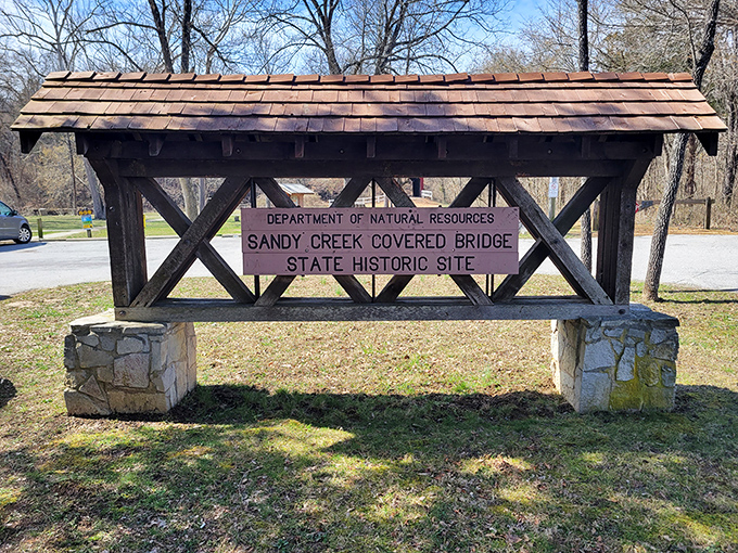 The entrance sign stands as a humble introduction to a remarkable piece of Missouri history&mdash;understated yet proud of its heritage.