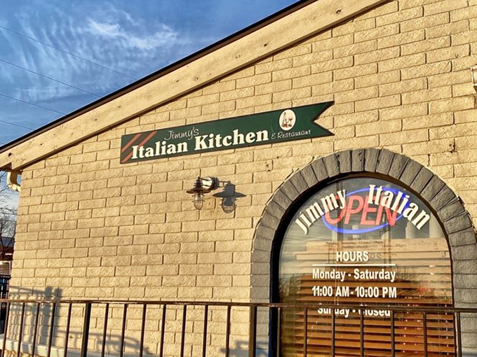The sign promises Italian, but locals know it delivers something even better—a taste of home, regardless of your heritage.