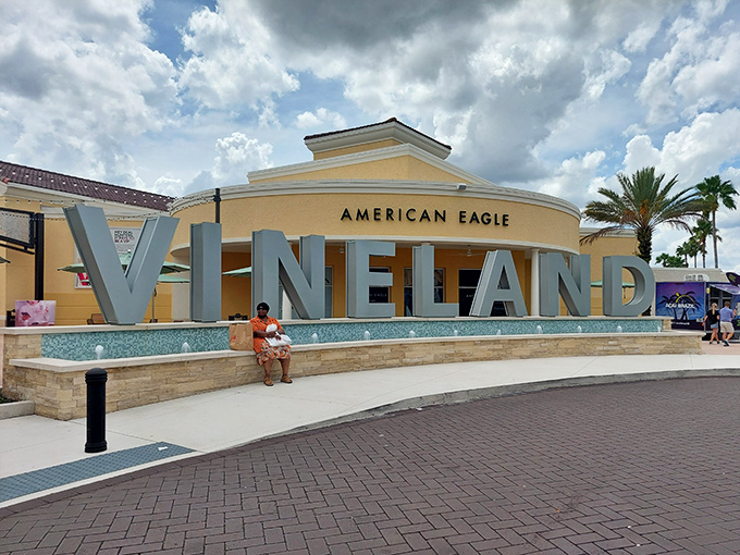 The Vineland sign serves as both landmark and Instagram backdrop&mdash;because if you scored amazing deals and didn't post about it, did it even happen?