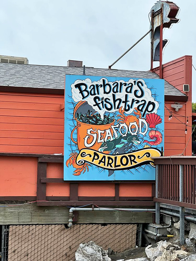 The sign that launched a thousand appetites, Barbara's colorful calling card to seafood seekers everywhere.