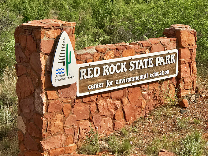 The entrance sign promises environmental education, but what you'll really learn is how small your problems seem against 200-million-year-old rocks.
