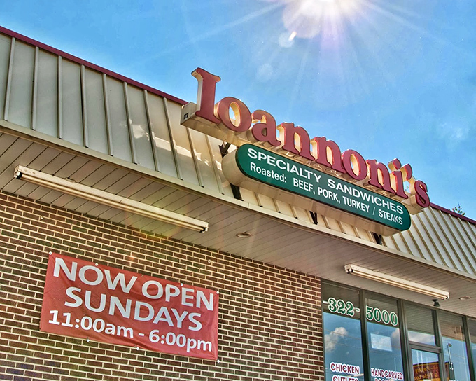 Bathed in Delaware sunshine, the Ioannoni's sign serves as a beacon for sandwich pilgrims seeking transcendent cheesesteak experiences.
