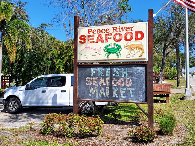 The sign doesn't just mark a restaurant&mdash;it's a beacon for seafood pilgrims who've heard the gospel of Peace River's blue crab and come to worship.