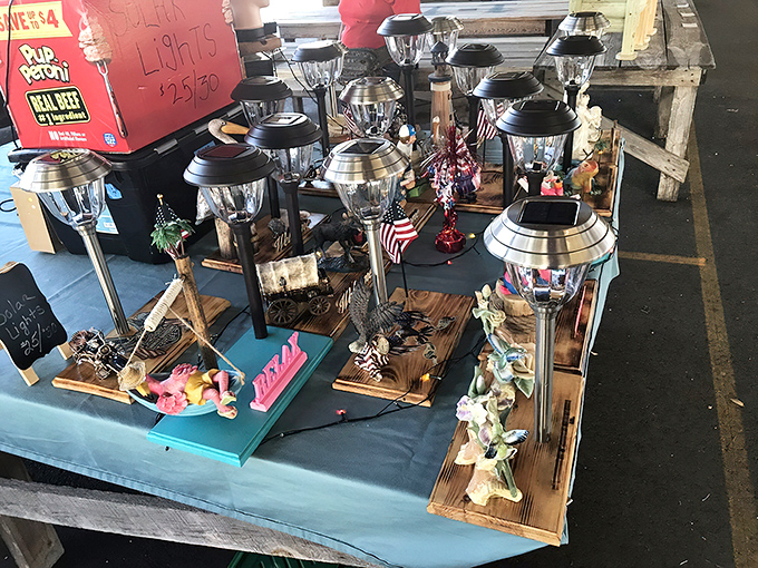 Handcrafted solar lights with whimsical decorations prove that practical items don't have to be boring at Webster's creative marketplace.