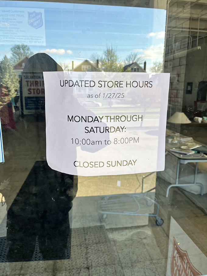 Extended shopping hours mean more time to hunt for bargains. The store's 10am-8pm schedule accommodates both early birds and after-work treasure seekers.