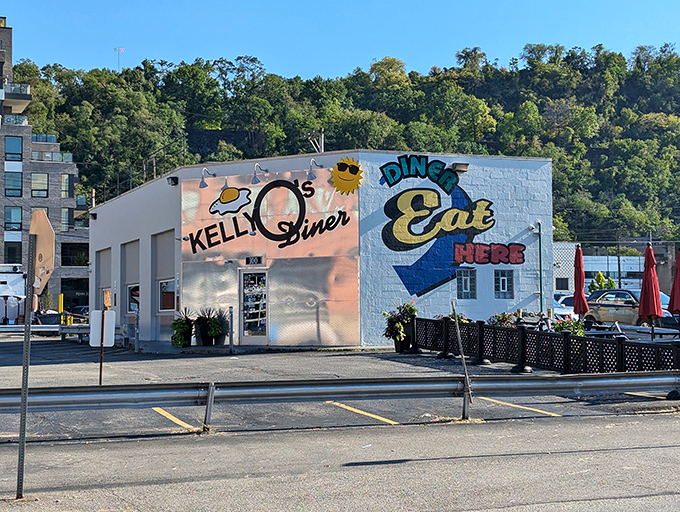 Morning light bathes the diner's exterior in a glow that seems to say, "Yes, we have the breakfast you've been dreaming about."