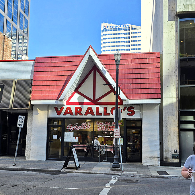 Morning light catches Varallo's distinctive red roof&mdash;a beacon of culinary consistency in a city that's constantly reinventing itself.