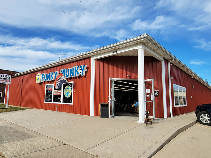 The bright red exterior is like a barn filled with memories instead of hay. This unassuming building houses thousands of potential family heirlooms.