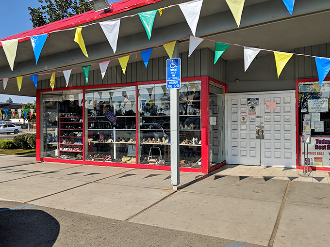 Window shopping takes on new meaning at this storefront, where shoes on display hint at the thousands of treasures waiting inside.