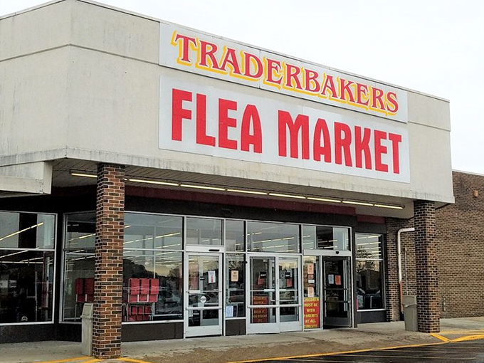 Rain or shine, the Traderbakers storefront stands ready to welcome treasure hunters, its no-nonsense exterior hiding the wonderland of curiosities within.