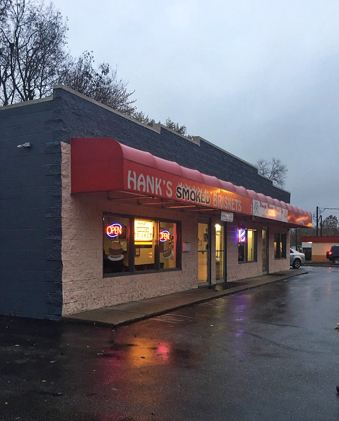 As evening falls, Hank's glows like a barbecue lighthouse, guiding hungry souls through the Indianapolis night toward smoky salvation.