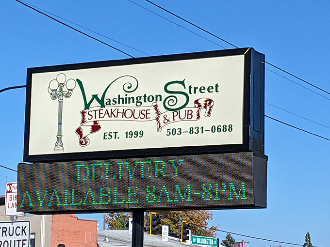 The sign that locals look for like a lighthouse beacon. When you see this, you know you're minutes away from prime rib perfection.