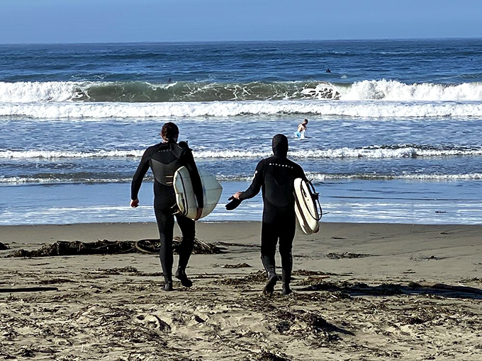 Wetsuit warriors preparing to dance with the Pacific. At Dillon Beach, surfing isn't just a sport&mdash;it's a conversation with the ocean.