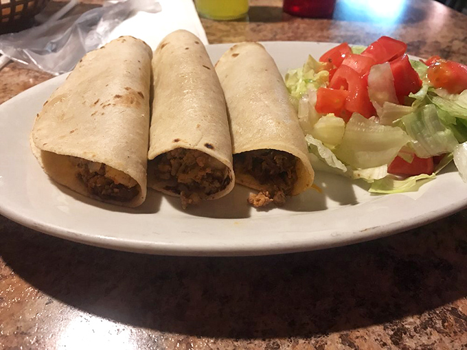 Three tacos standing at attention like delicious soldiers, ready to march straight into your heart (and stomach) with their simple, perfect flavors.