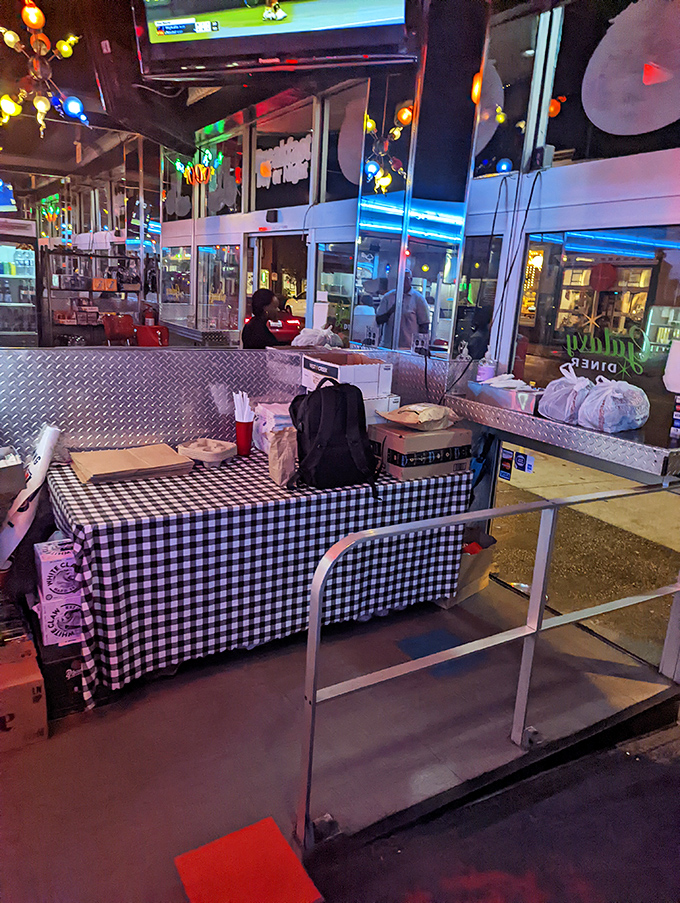 Even the take-out window has personality, with colorful lights illuminating late-night food missions for Richmond night owls and hungry passersby.