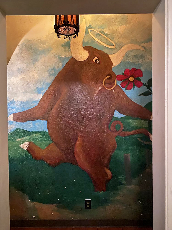 The whimsical bull mural that's watched over countless celebrations. This dancing bovine with a halo might be the most photographed wall in Redondo Beach.