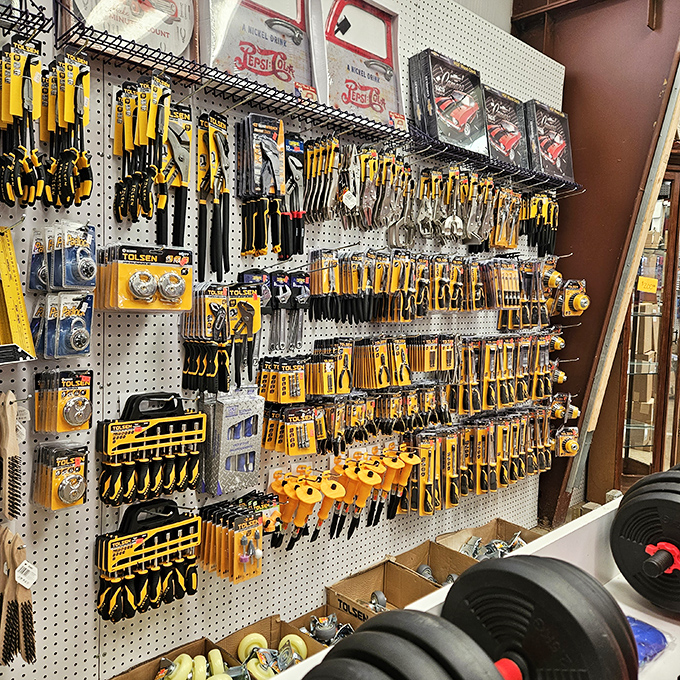 Tool heaven for the DIY enthusiast. This pegboard of perfectly arranged implements would make any home improvement show host weep with organizational joy.