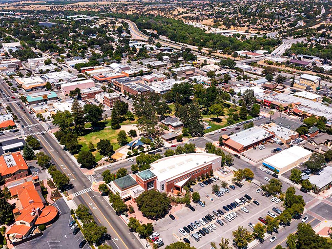 From above, Paso Robles reveals its perfect balance of urban amenities and rural charm. The central park anchors a community that hasn't forgotten its roots.