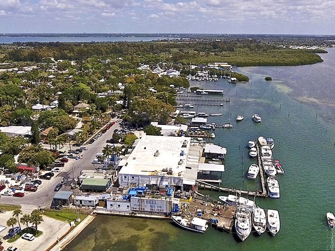 From above, Cortez reveals its perfect position nestled between land and sea. This aerial view shows how the historic village has maintained its foothold despite surrounding development.