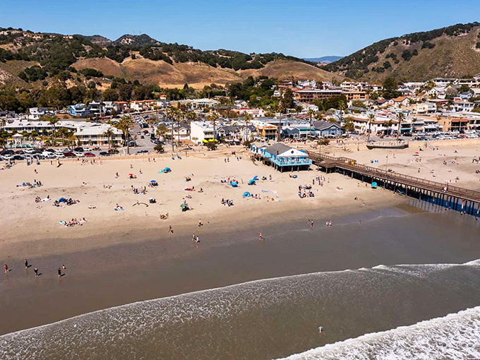 From above, Avila Beach reveals its perfect proportions&mdash;a harmonious blend of nature's grandeur and human-scale charm.