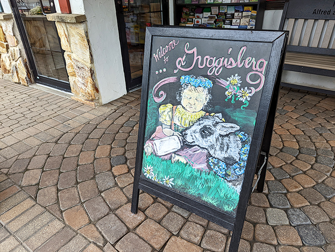 This whimsical welcome sign captures the essence of Guggisberg&mdash;where pastoral charm meets world-class cheese in a delightful countryside embrace.