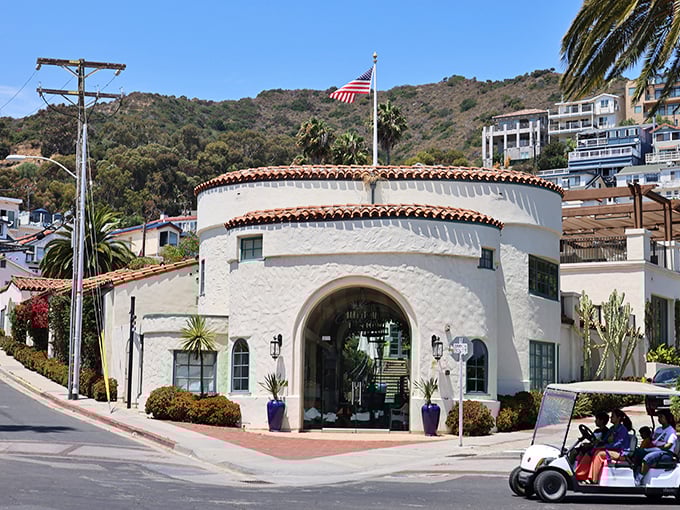 The distinctive Spanish Colonial architecture of Avalon's buildings makes this island town feel worlds away from mainland California.