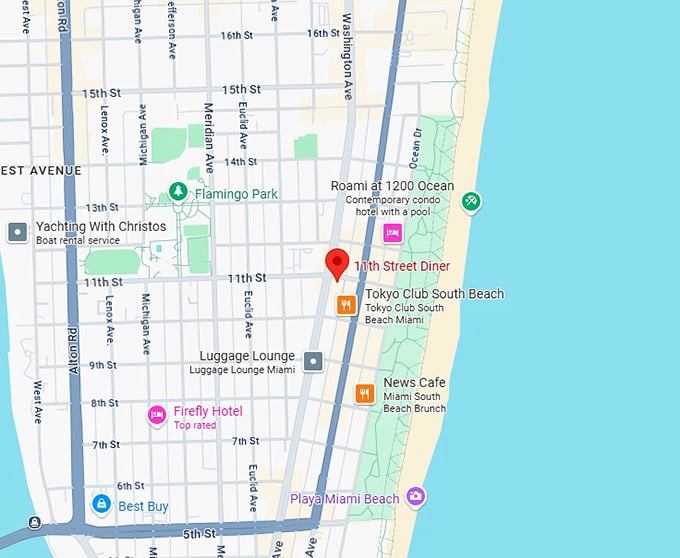 16. 11th street diner map