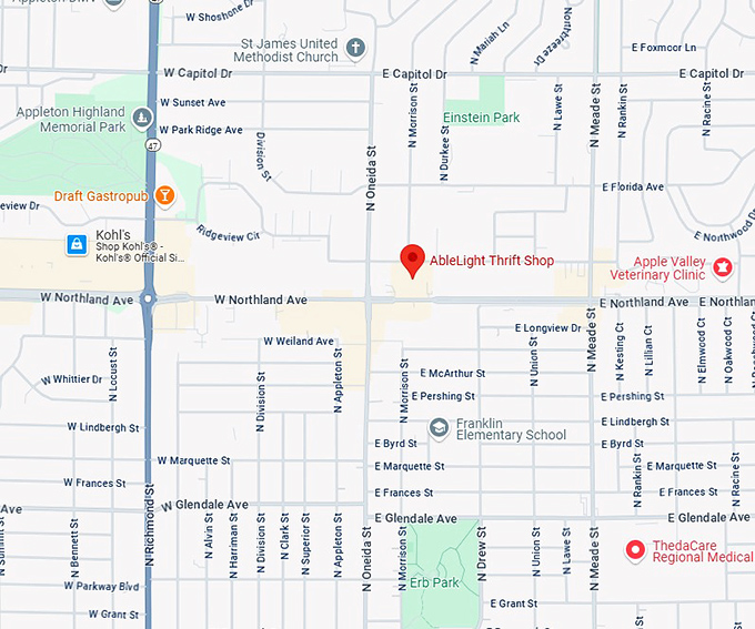 ablelight thrift shop map