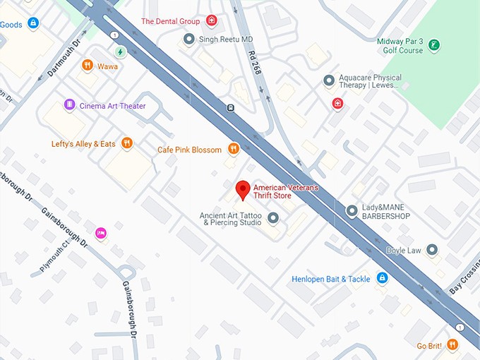 16. american veteran's thrift store map