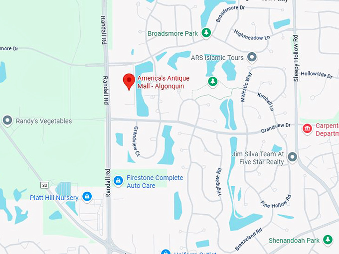 16. america's antique mall algonquin map