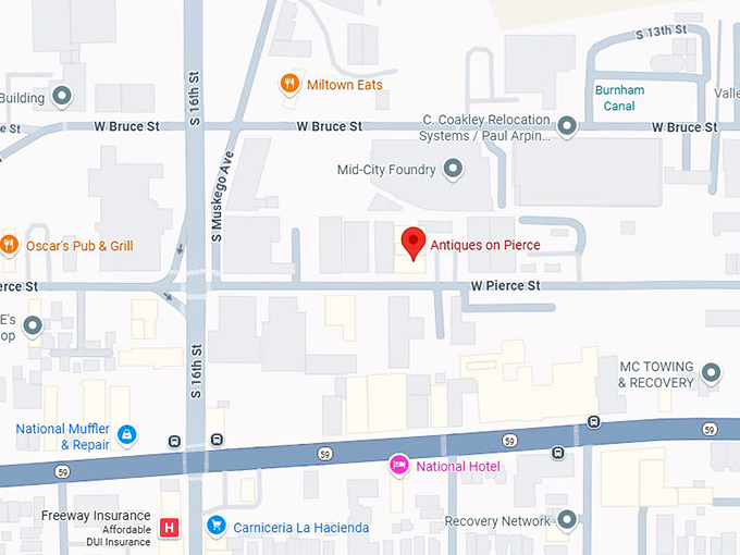 16. antiques on pierce map