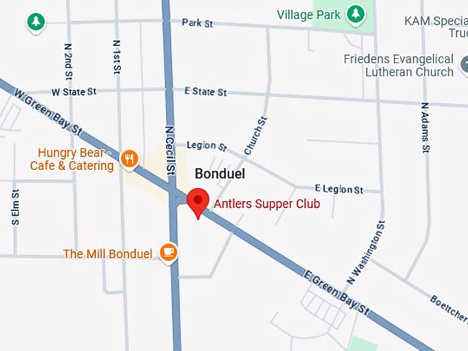 16. antlers supper club map