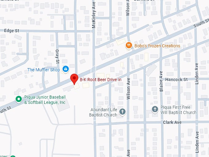 16. b k root beer drive in map