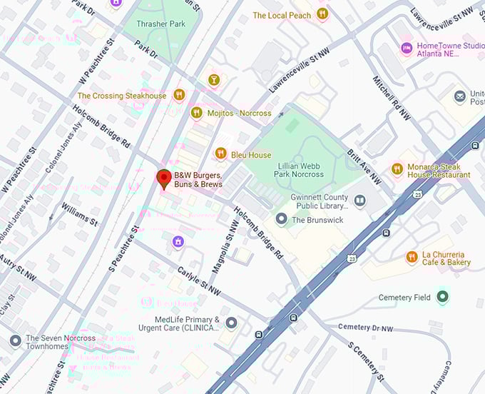 16. b&w burgers, buns & brews map