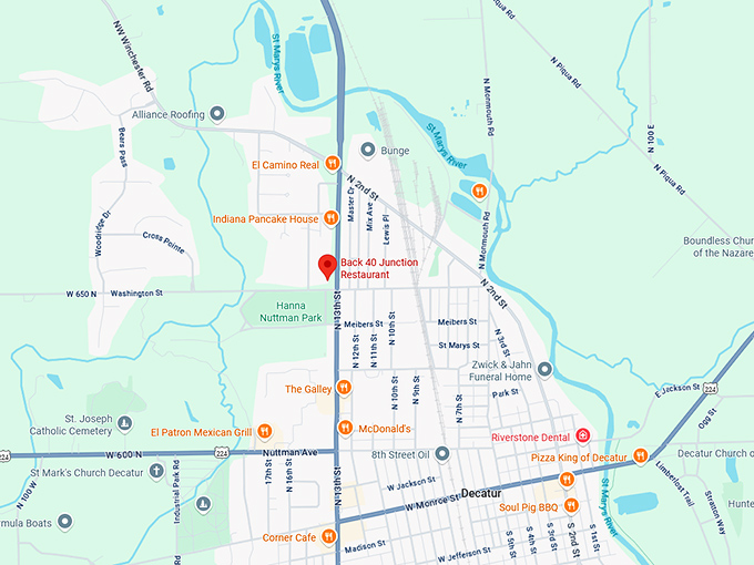 16. back 40 junction restaurant map
